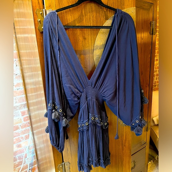 Misa Los Angeles | Dresses | Fun Summer Misa Dress Blue With Gold ...